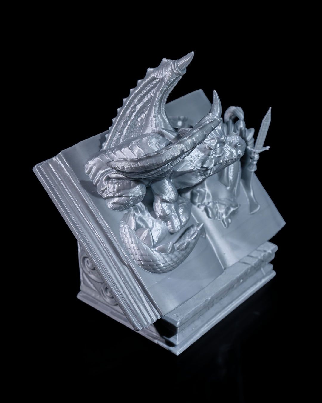 3D Printed Dragon & Knight Book on Stand Fantasy Decor, Color Options ...