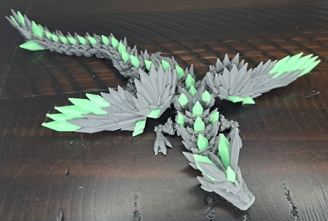 Cinder Crystal Wing Dragon 3D Printed Figurine – Customizable Magical ...