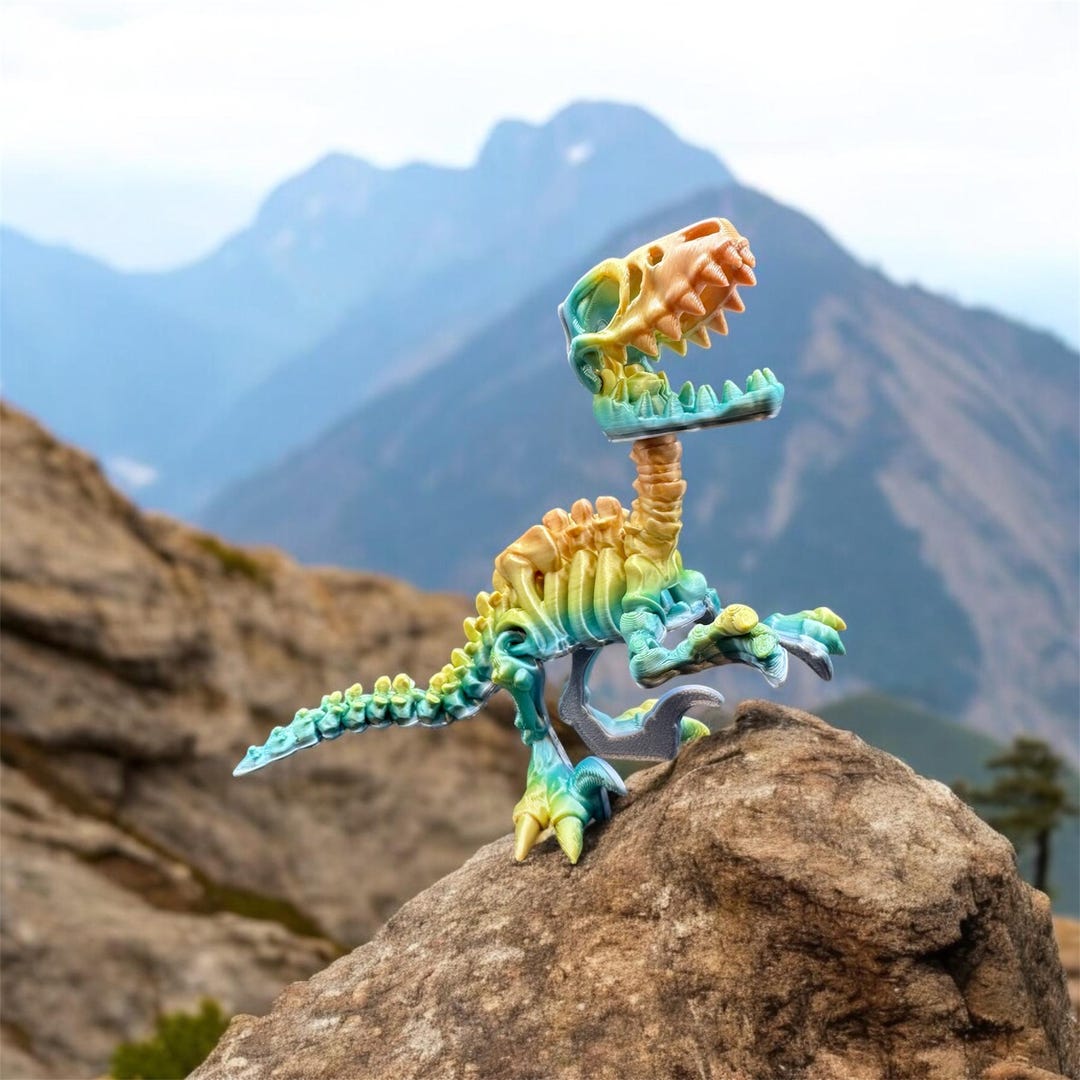 Flexible Raptor Skeleton Toy - 12 in Articulated 3D Printed Dino Model ...
