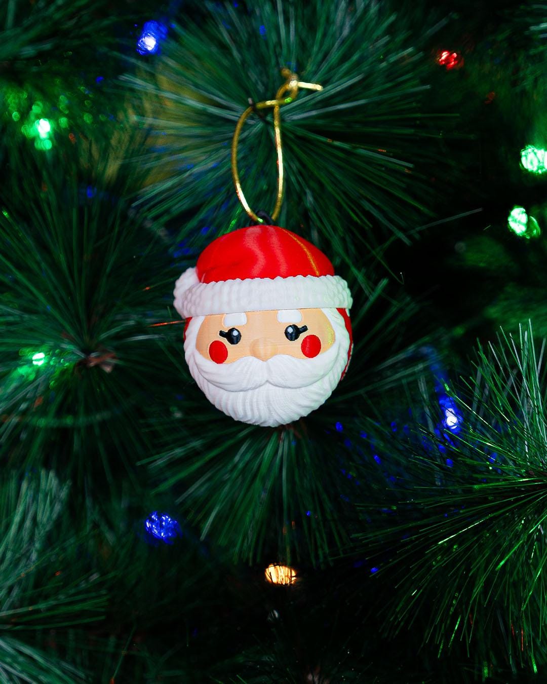 Santa Claus Head Ornament - 3D Printed Holiday Tree Decoration (5 Cm/2 ...