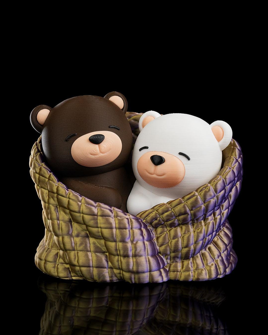 Cuddling Bears in a Blanket - 3D Printed Valentine’s Gift, Personalized ...