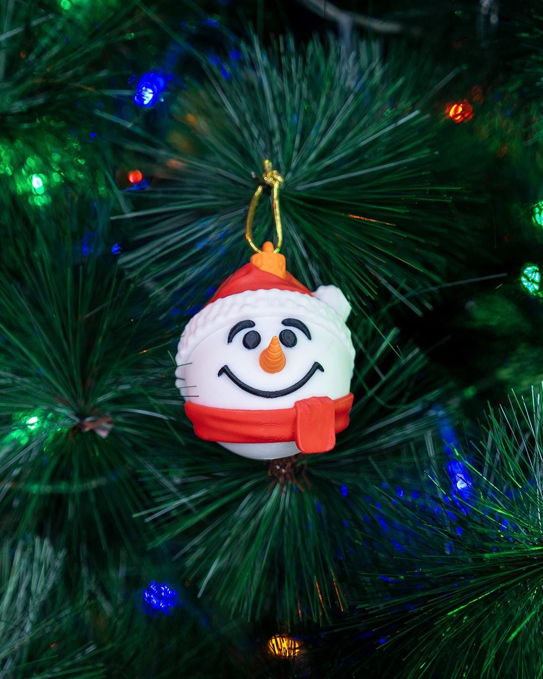 Snowman Head Ornament - 3D Printed Holiday Tree Decoration (5 Cm/2 In ...