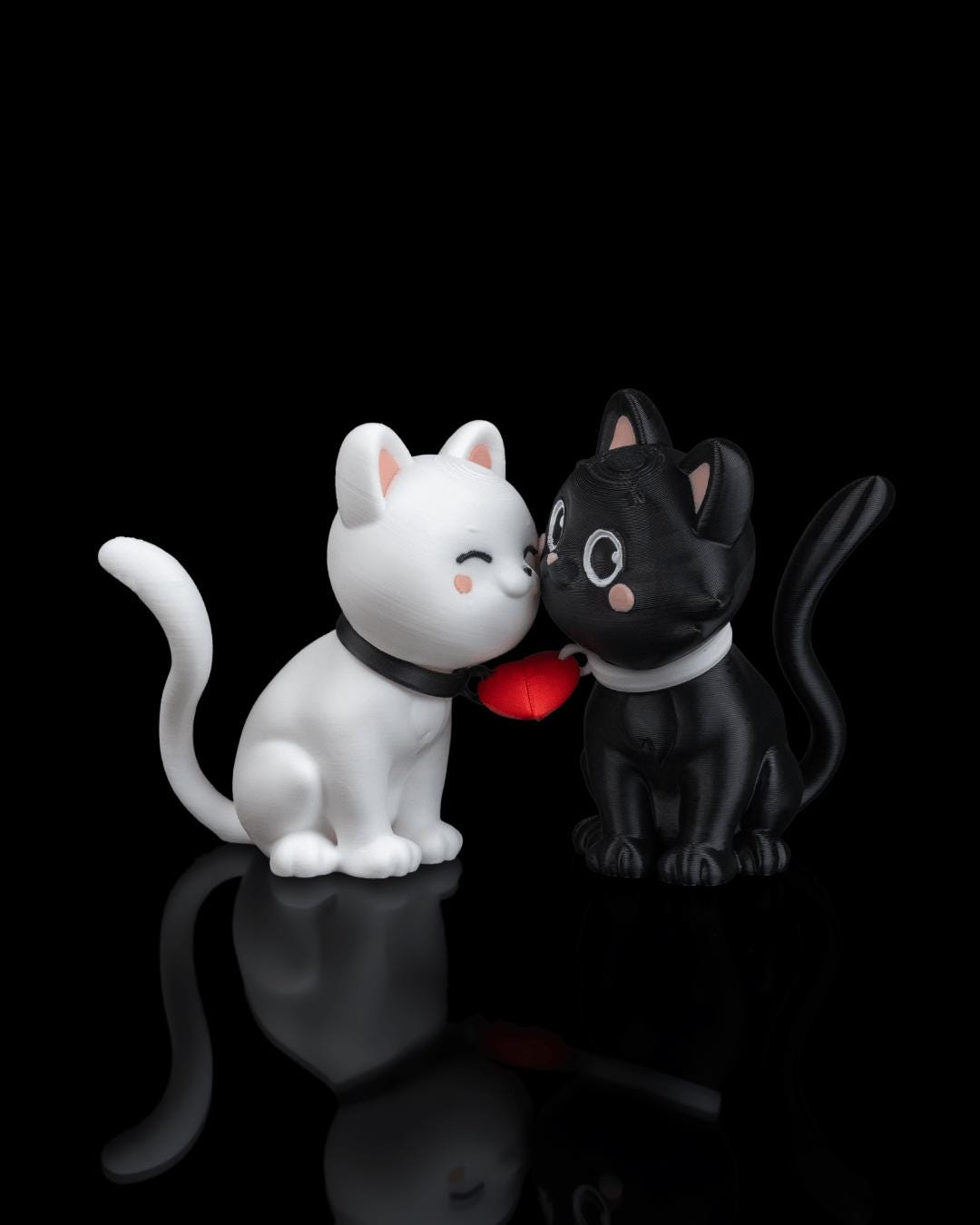 Purrfect Pair 3D Printed Interlocking Cat Couple Figurine ...