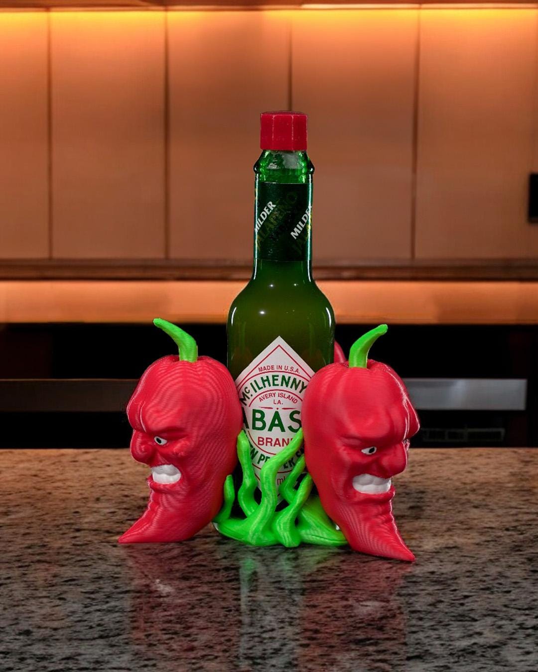 3 Pepper Heat Range Tabasco Holder 3D Printed 7.6 Cm Tall Hot Sauce ...