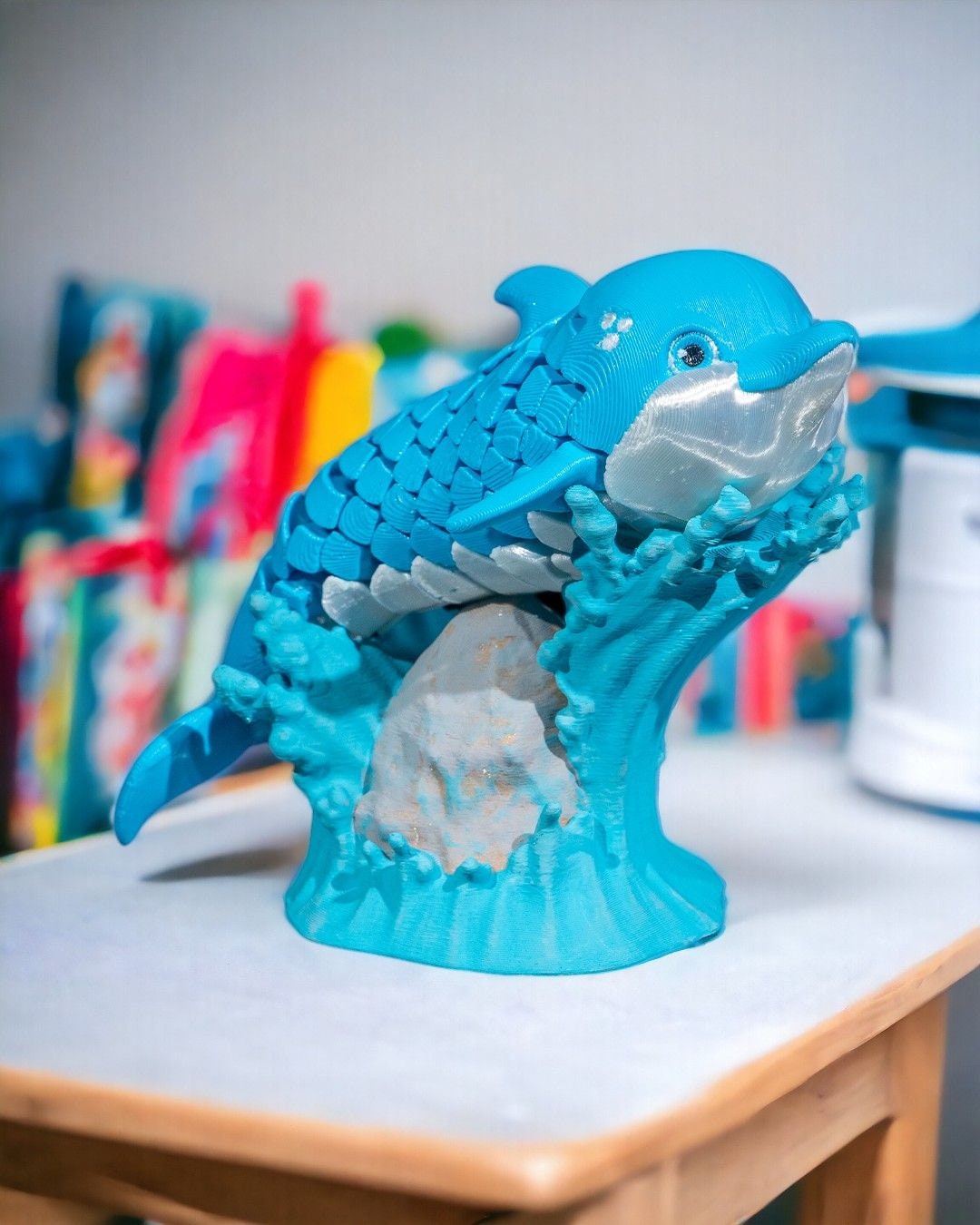 Cute Articulated Dolphin Figurine | Custom Color Options | 3D Printed ...