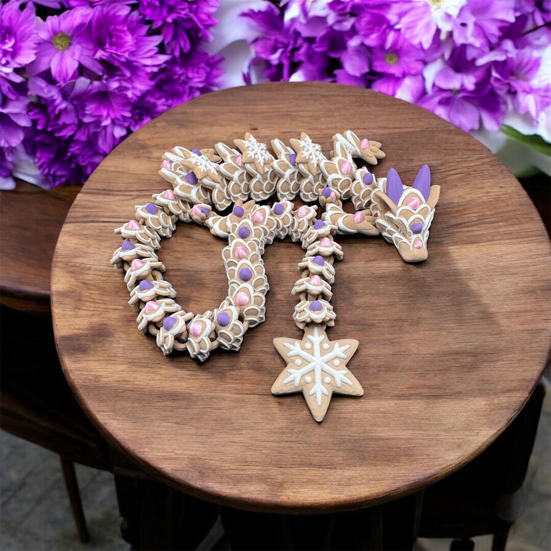 Festive Gingerbread Cinder Dragon - Full Articulating 3D Printed Figure ...