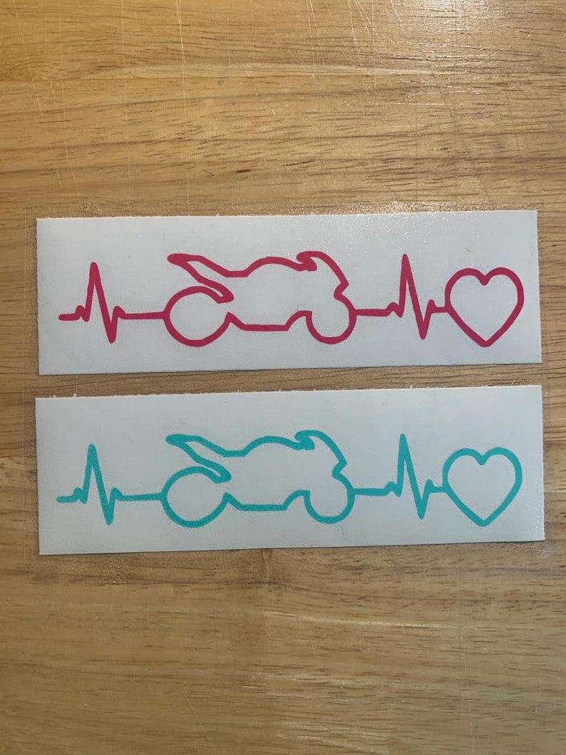 Heartbeat/ Motorcycle Vinyl Decal - Etsy