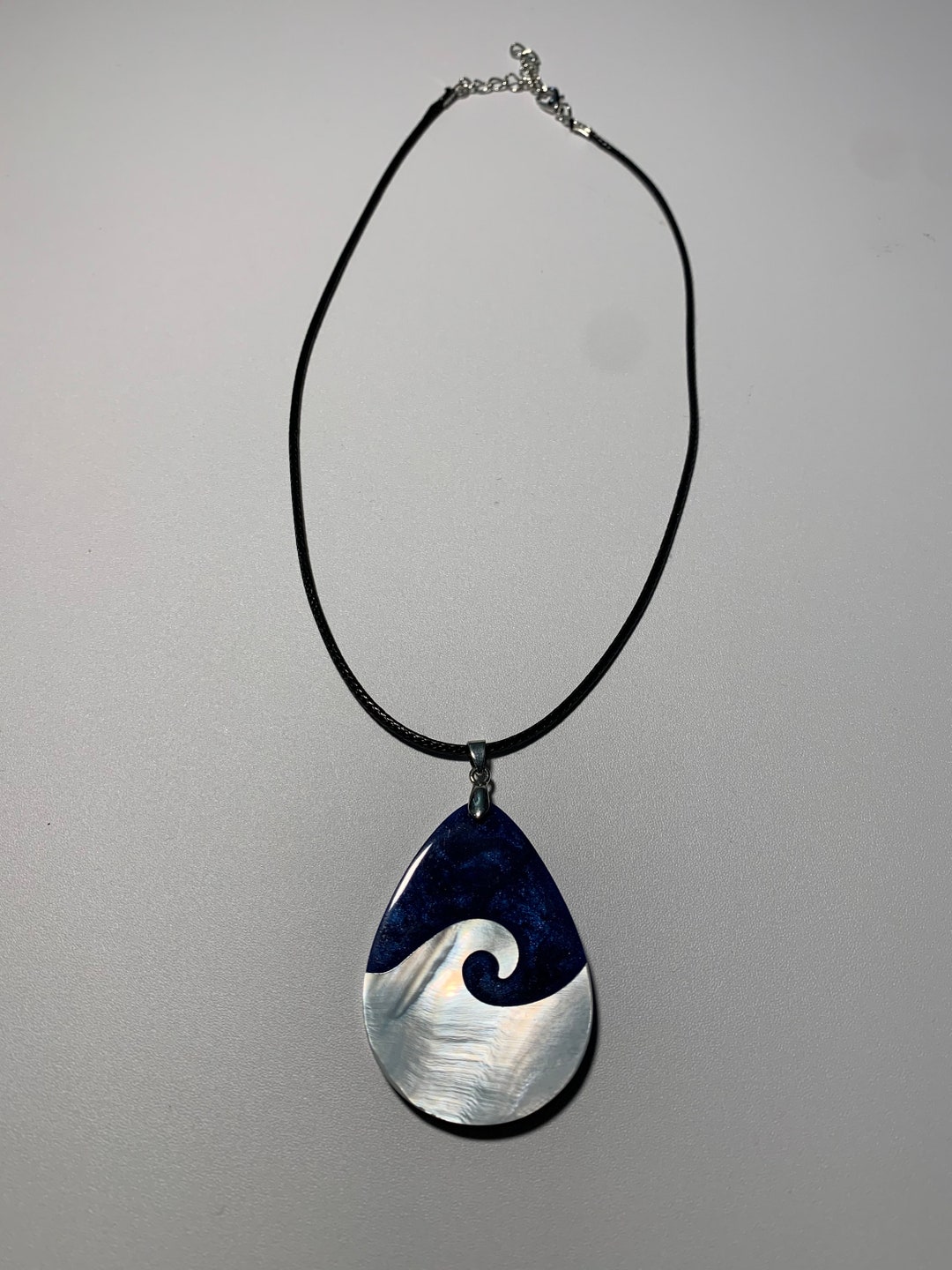 Silver Ocean Wave Pendant Necklace - Etsy