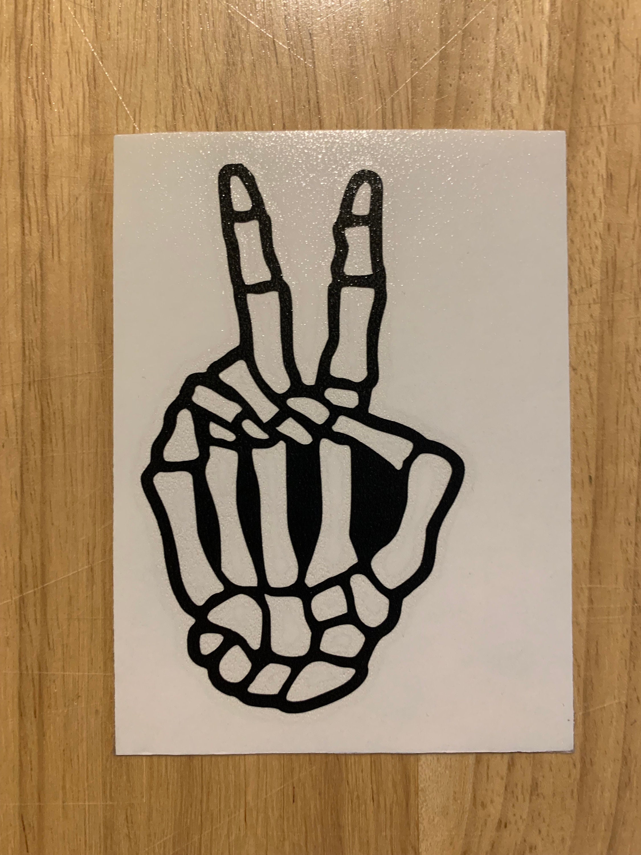 Skull Hand/peace Sign Vinyl Decal - Etsy