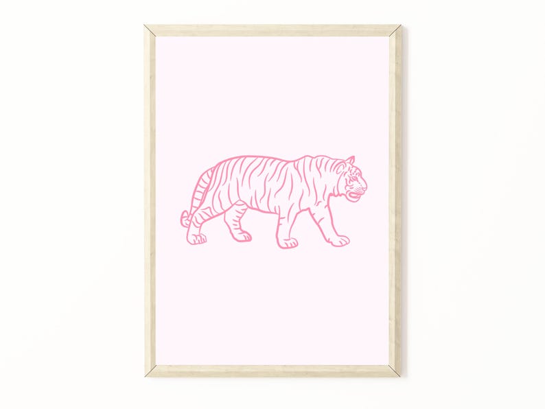 3 Pink Tigers Wall Art | College Tiger Wall Art | College Dorm Wall Art ...
