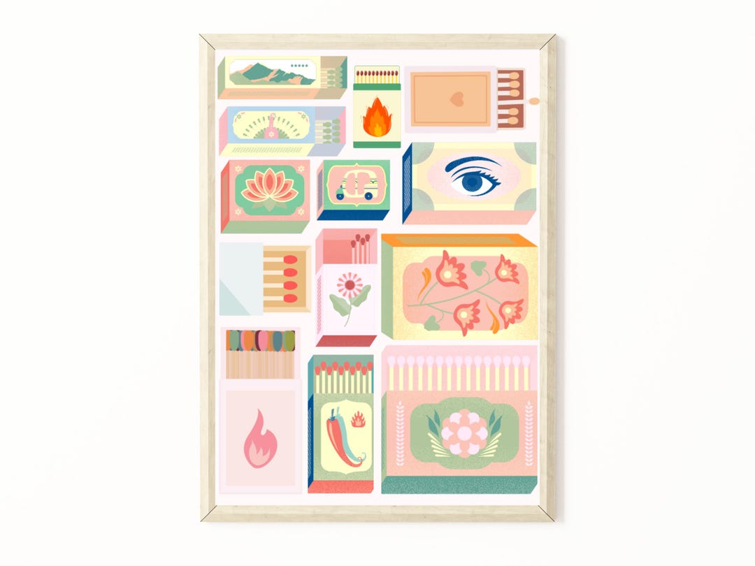 Matchbox Collage | Matchbox Wall Art | Digital Wall Art Room Decor - Etsy