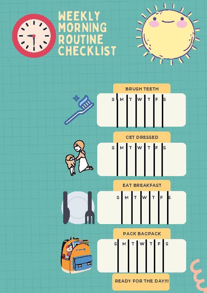 Editable Morning /evening/ Night Routine Chart for Kids – Printable ...