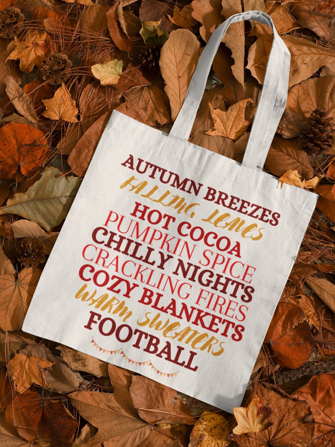 Autumn/fall Tote Bag - Fall in Love With Fall Large Tote Bag With Black ...