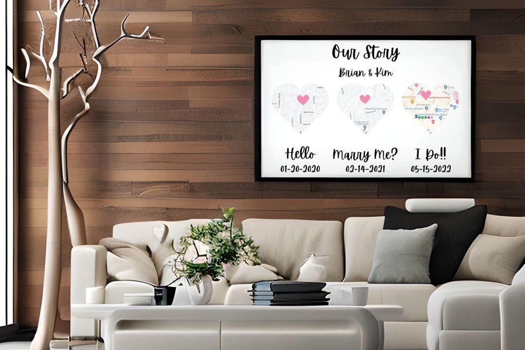 Couples Story Map Art Print, Personalized Wedding Gift - Etsy
