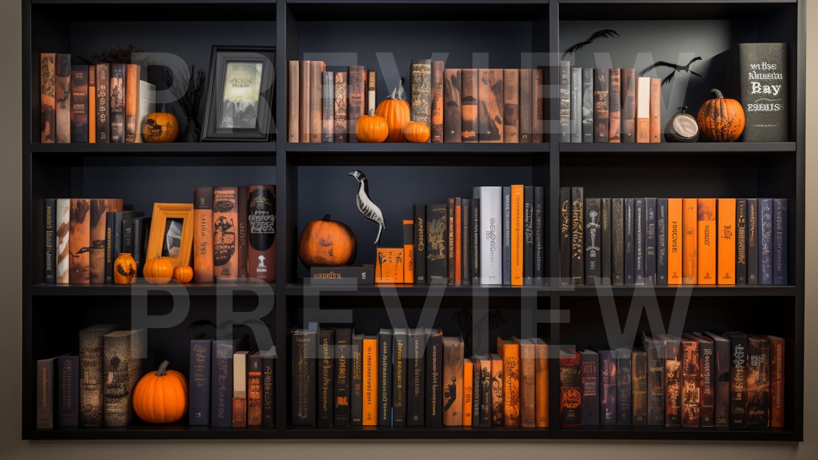 15 Halloween Bookshelves Bundle Halloween Backgrounds Zoom Virtual ...