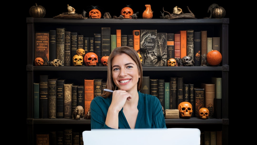 Halloween Bookshelf | Office Background | Zoom Virtual Backgrounds ...