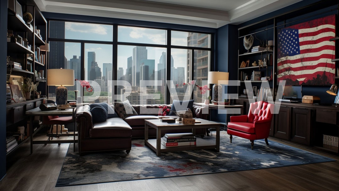 American Flag Living Room | Virtual Office Background | American Pride ...