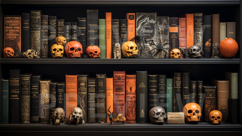 Halloween Bookshelf | Office Background | Zoom Virtual Backgrounds ...