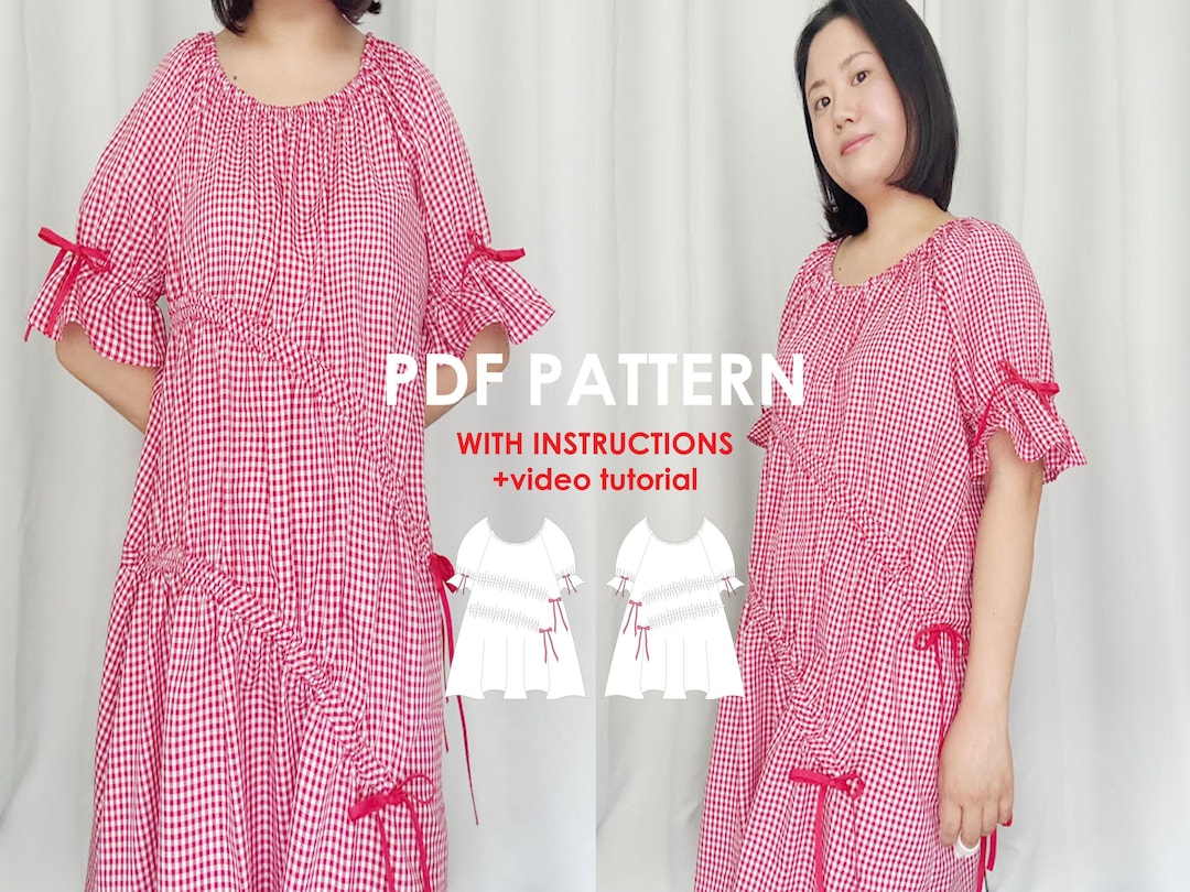 Petal Tie Dress Sewing Pattern – Drawstring Design, A0 A4 US Letter ...