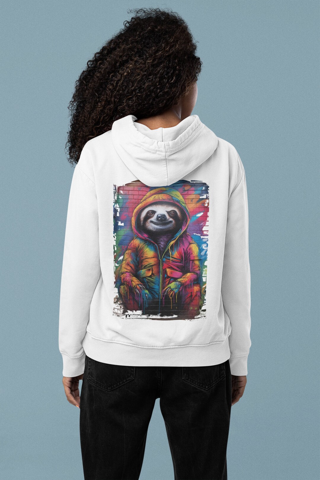 Hoodie Sloth Sweater Graffiti Style Sweater Urban Style - Etsy