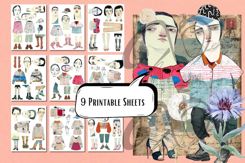 Artsy Odd Paper Dolls: Surreal Figures Clipart for Junk Journals (PNG ...