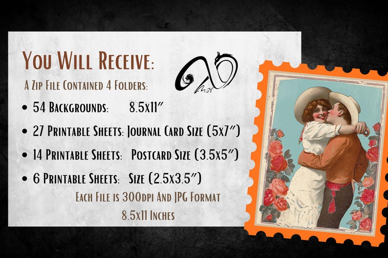 Retro Sweethearts — Vintage Valentine Paper Kit, Distressed Photo ...