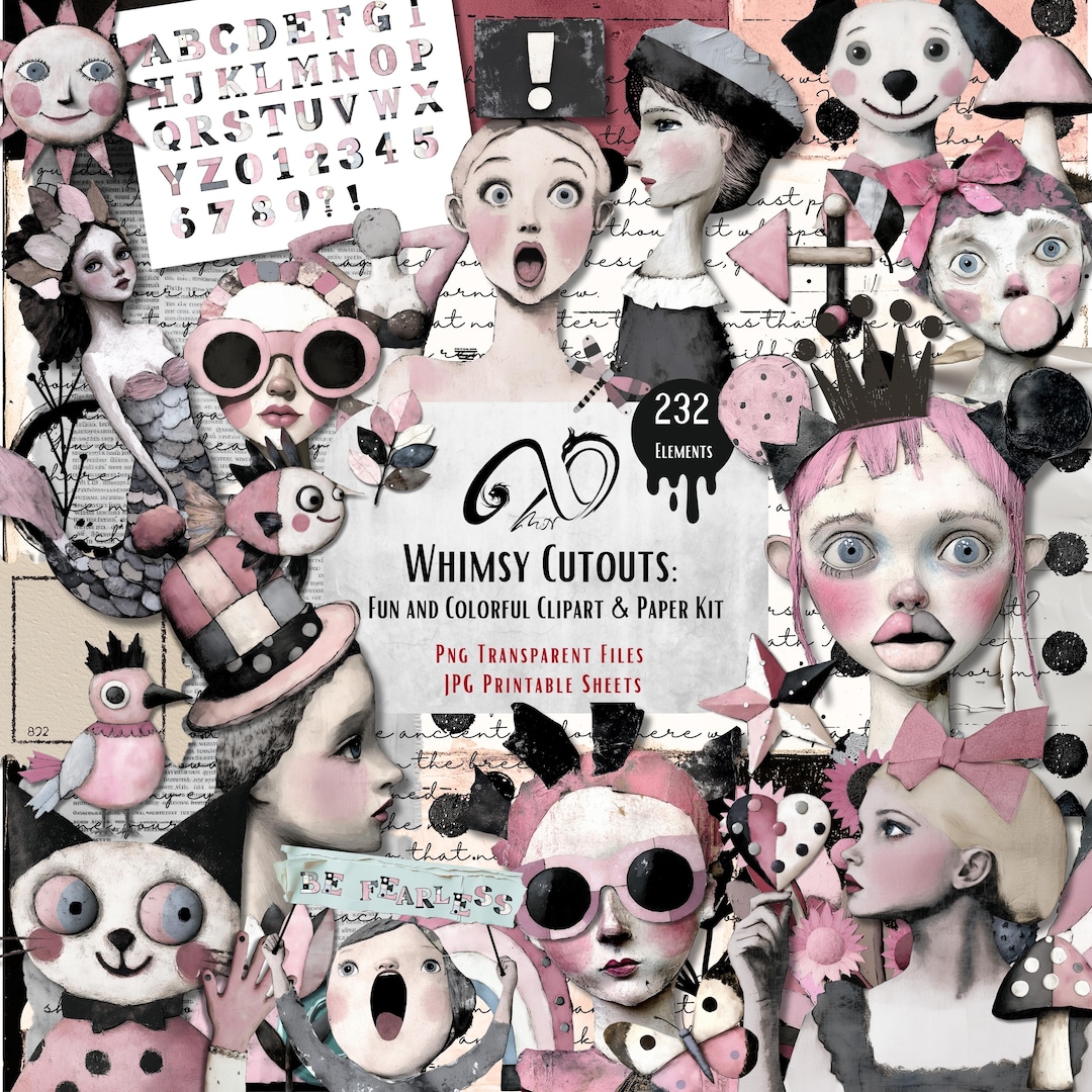 Whimsy Cutouts: Fun and Colorful Clipart, Ephemera, Mixed Media Art ...