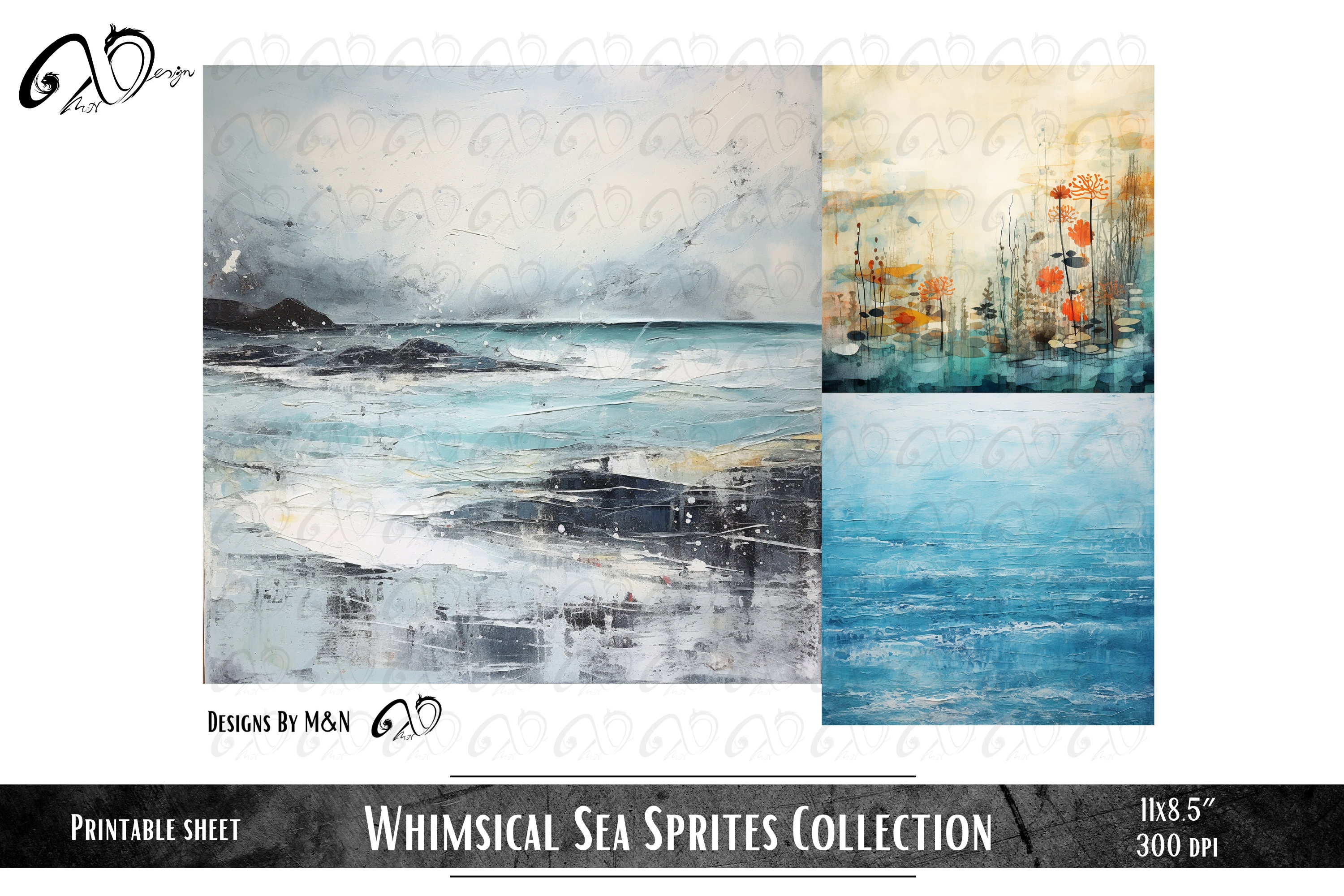 Whimsical Sea Sprites Collection Mixed Media Printable - Etsy