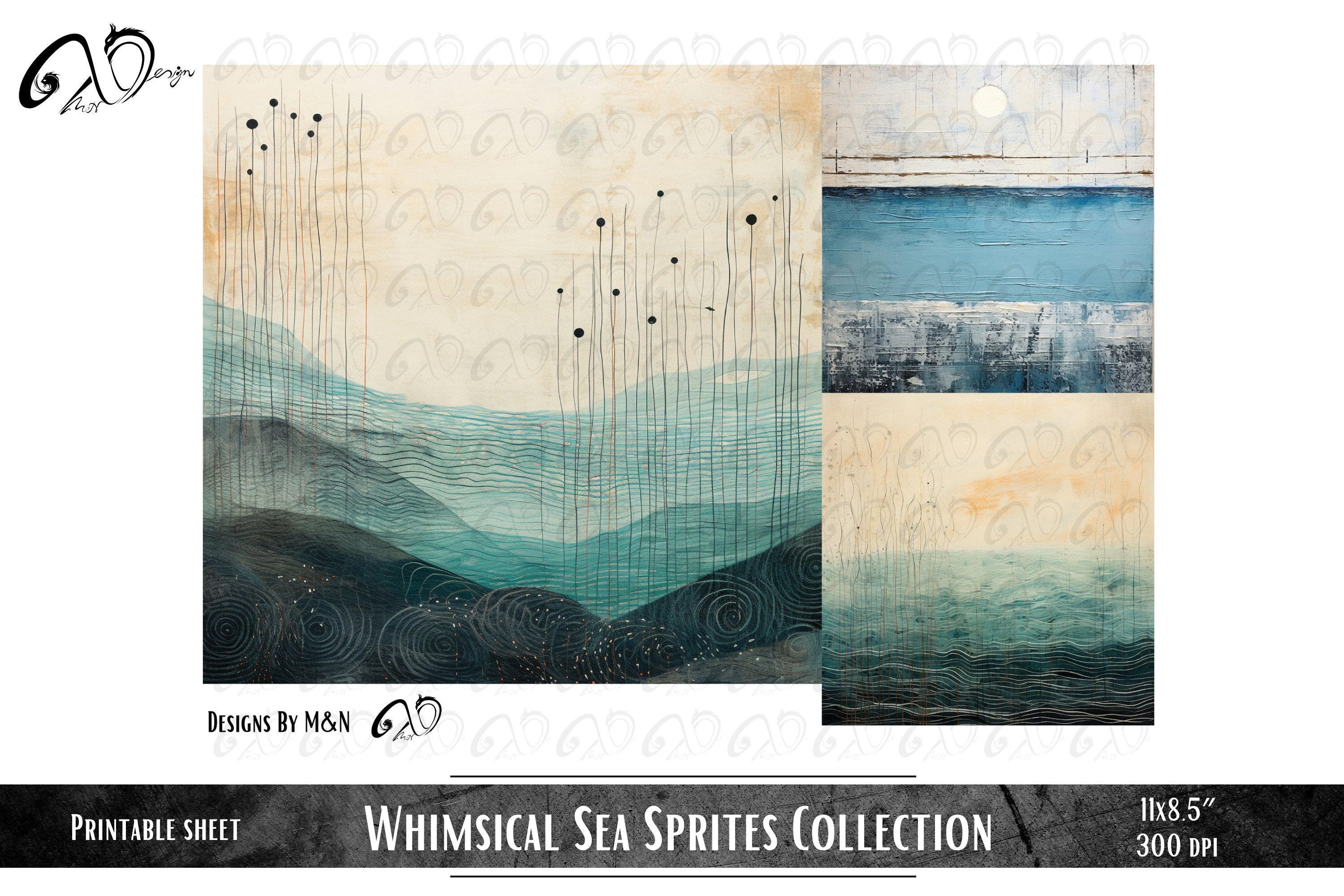 Whimsical Sea Sprites Collection Mixed Media Printable - Etsy