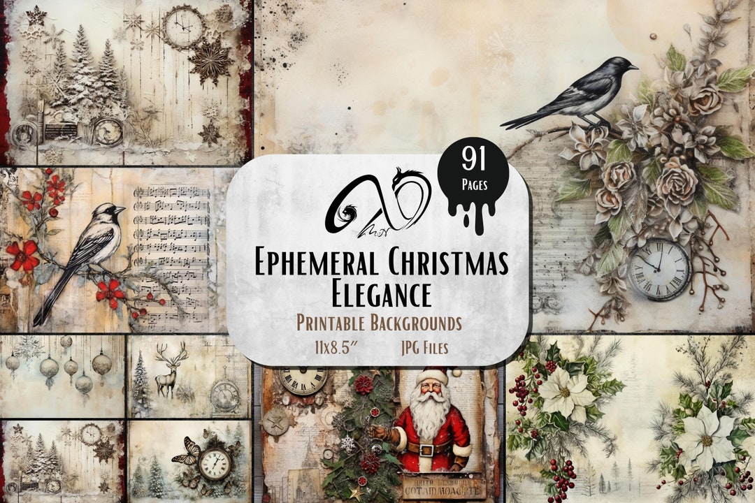 Ephemeral Christmas- Mixed Media & Papers, Digital Download, Junk ...