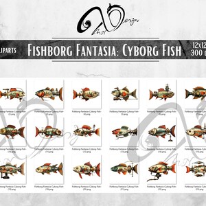 Fishborg: Cyborg Fish, Printable Surreal Backgrounds, Commercial Use ...