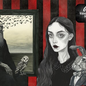 Whimsical Gothic Portrait, Ephemera, Mixed Media Art, Printable ...