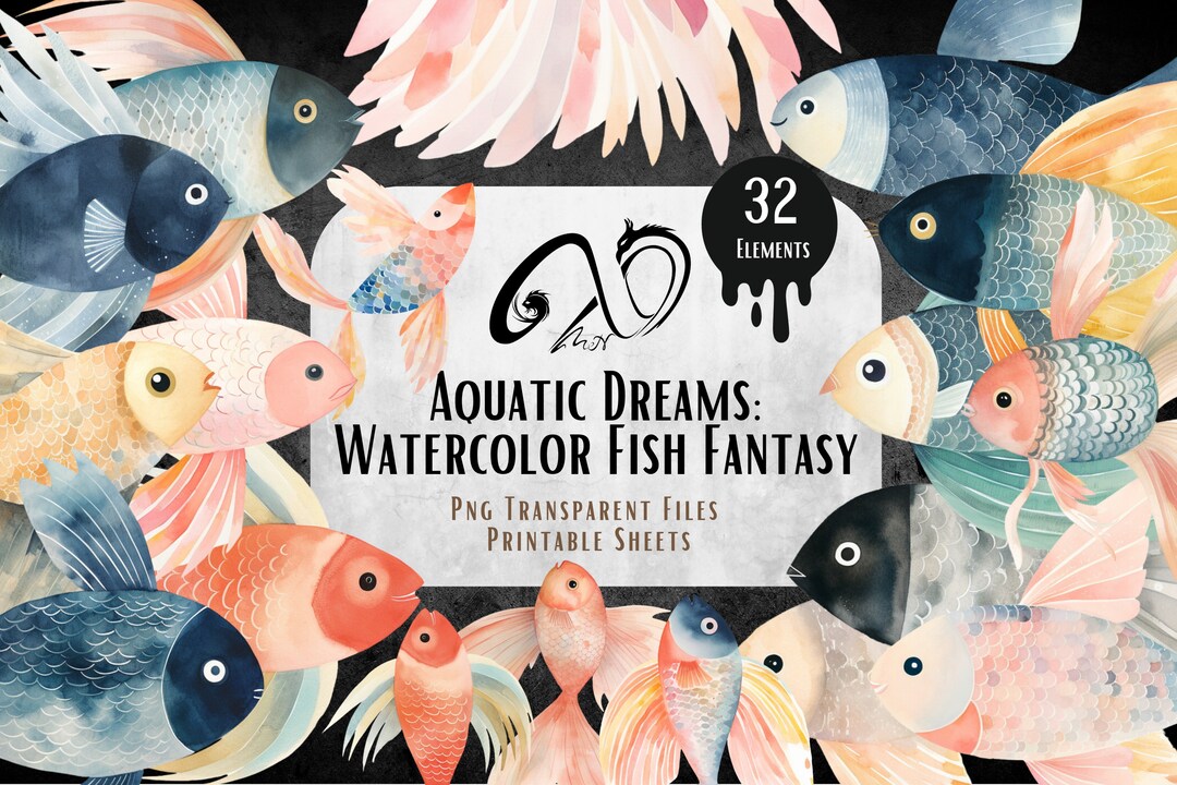 Aquatic Dreams, Watercolor Fish Fantasy, Fish Journal Pages, Watercolor ...