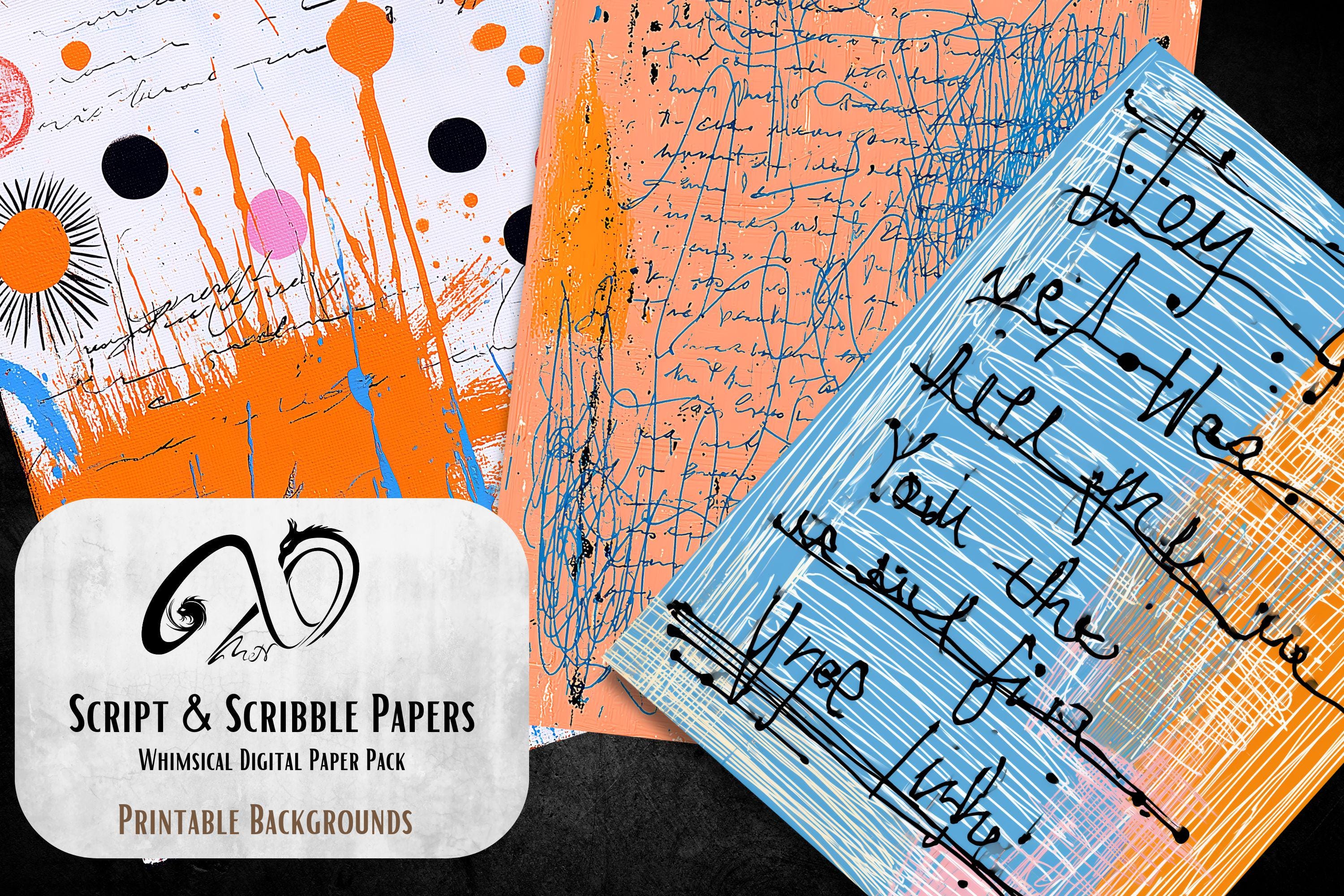 Asemic Writing Collage Papers: Printable Art Backgrounds (JPG) - Etsy