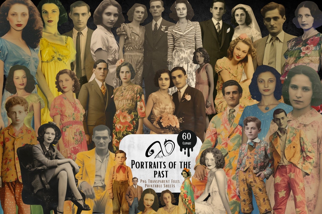1930s Portrait Ephemera, Vintage Photo Collage, Digital Junk Journal ...