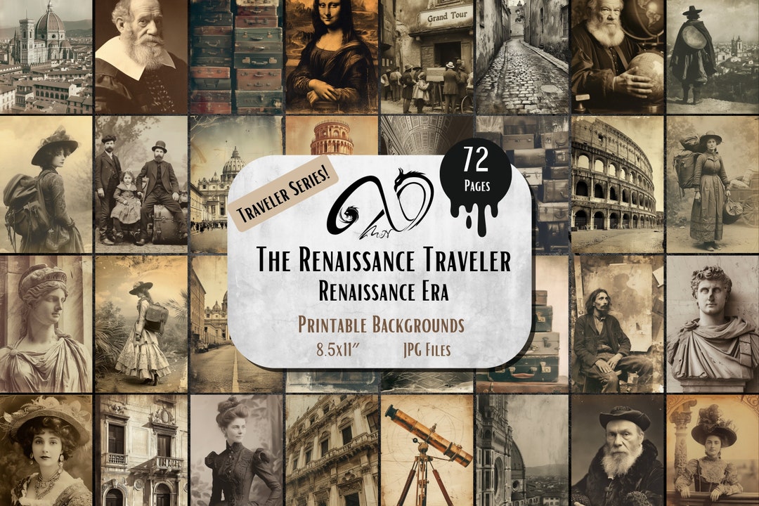 Renaissance Traveler Ephemera, Junk Journal Kit, Vintage Photo Collage ...