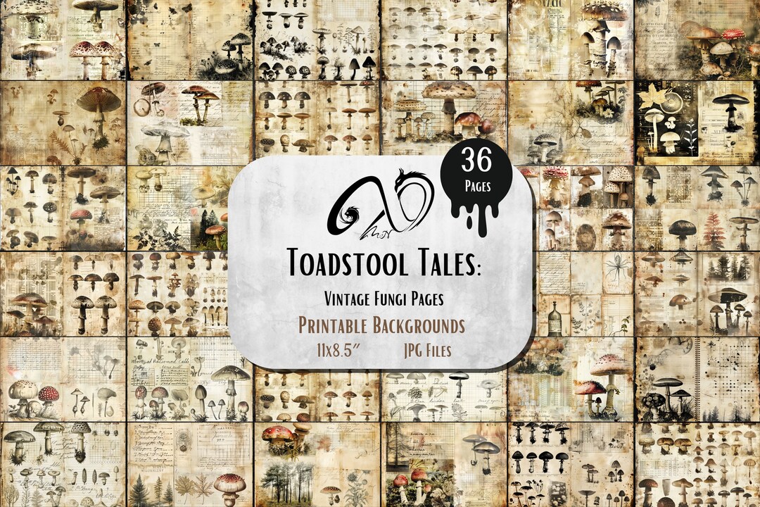 Toadstool Tales: Vintage Fungi Pages, Mixed Media Whimsical Mushrooms ...