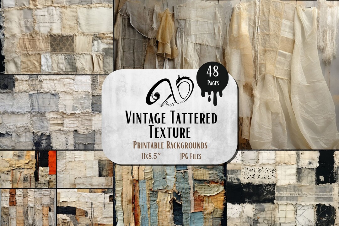 Vintage Tattered Texture, Digital Download, Old Digital Paper, Fabric ...