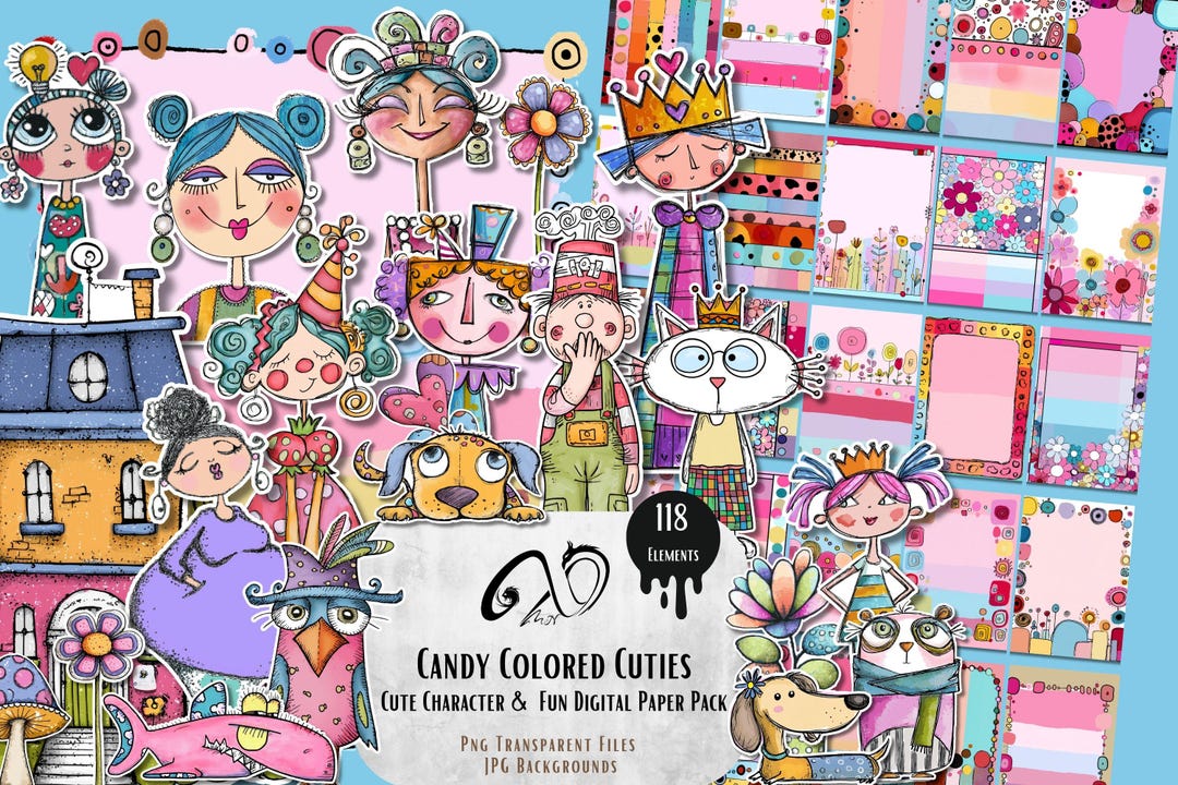 Candy Colored Cuties Clipart – Pastel Paper Doll Kit (digital Download ...