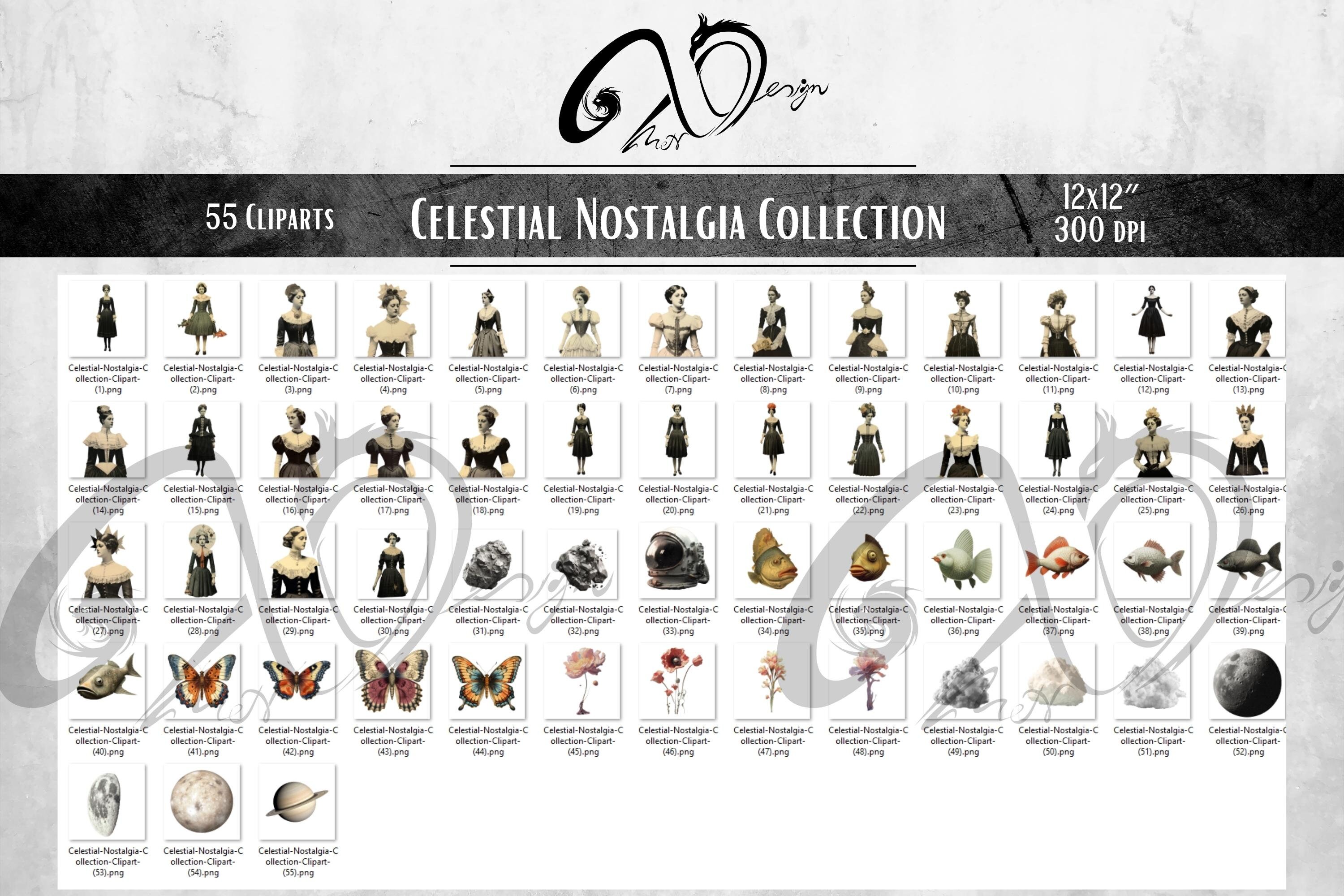 Celestial Nostalgia Collection, Printable Surreal Backgrounds, Commercial Use, Collage ...