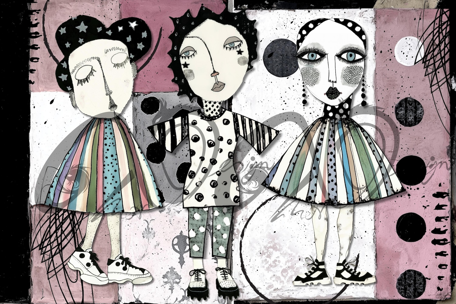 Quirky Cuties Paper Doll Kit: Pastel Scrapbooking Supplies (digital ...