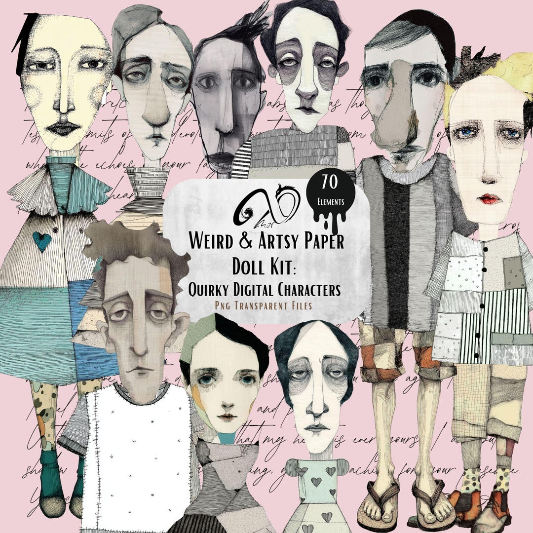 Weird and Artsy Paper Doll Kit: Quirky Digital Characters (PNG and JPG ...