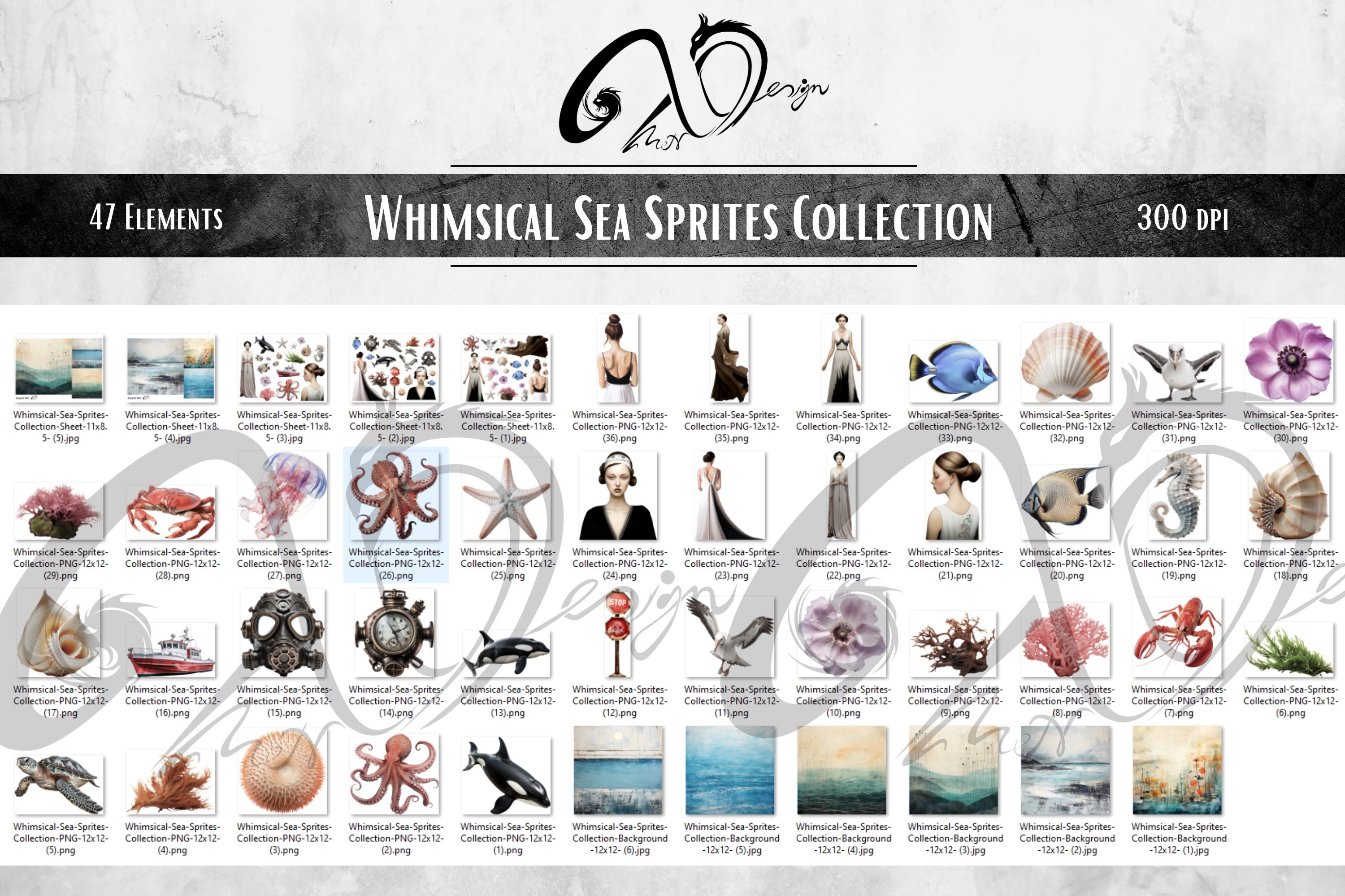 Whimsical Sea Sprites Collection Mixed Media Printable - Etsy