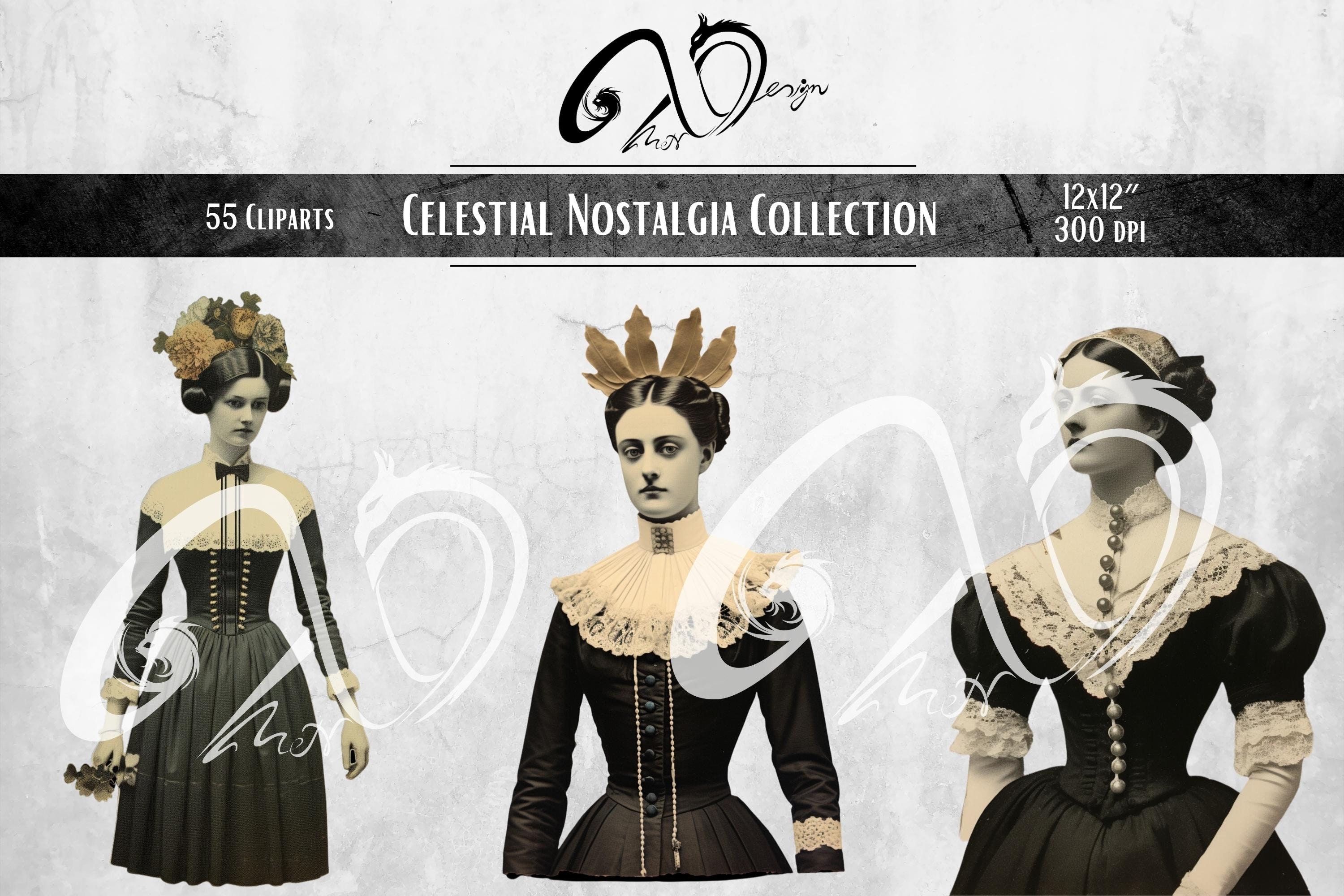 Celestial Nostalgia Collection, Printable Surreal Backgrounds, Commercial Use, Collage ...