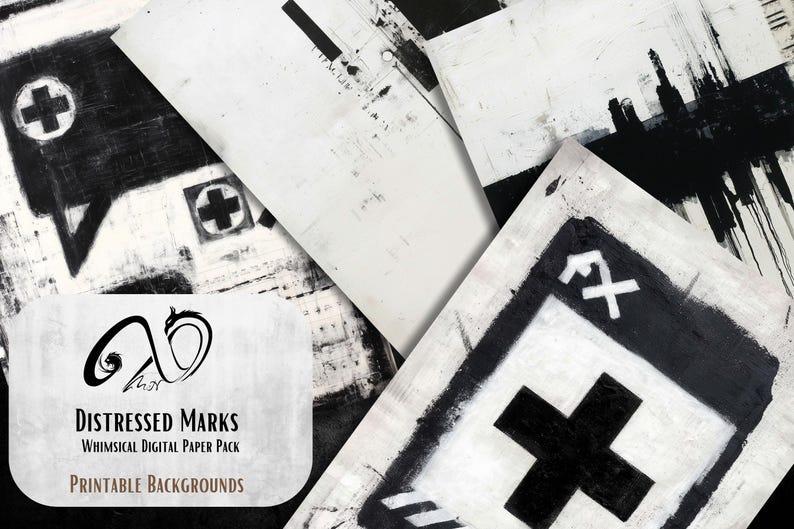 Distressed Marks — Modern Abstract Black & White Papers, Abstract ...