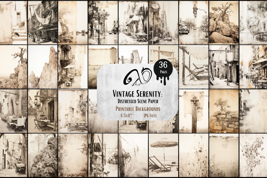 Vintage Distressed Scene Backgrounds, Printable Ephemera (digital ...