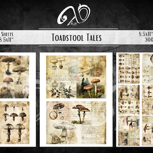 Toadstool Tales: Vintage Fungi Pages, Mixed Media Whimsical Mushrooms ...