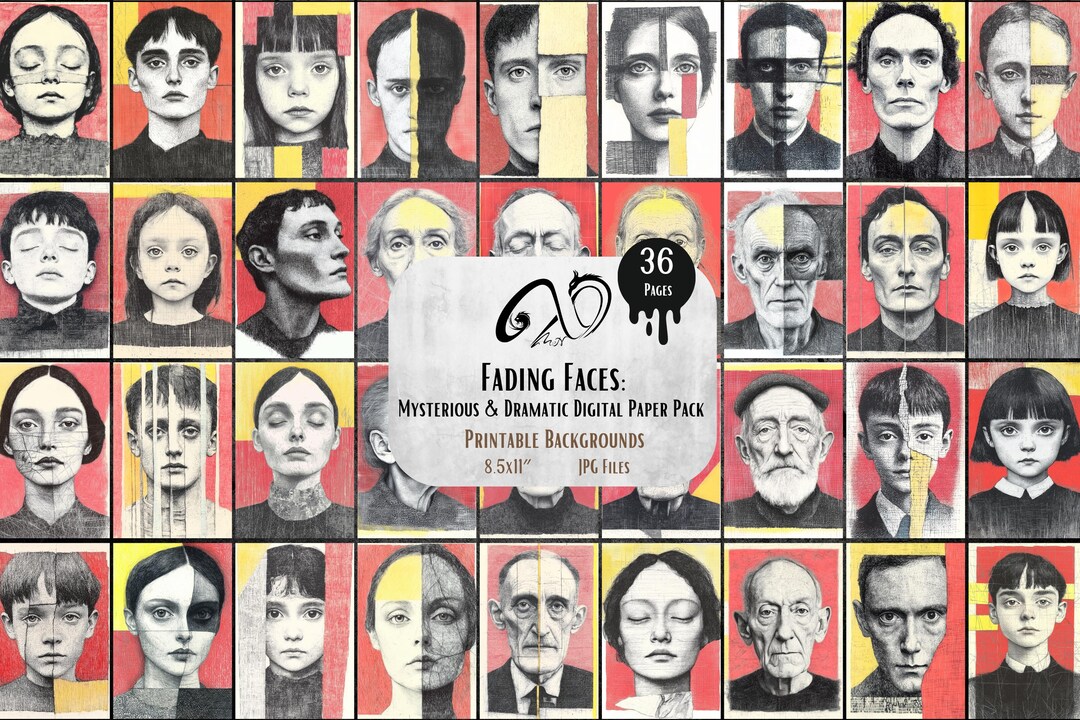 Fading Faces: A Haunting Digital Paper Pack Featuring Surreal ...