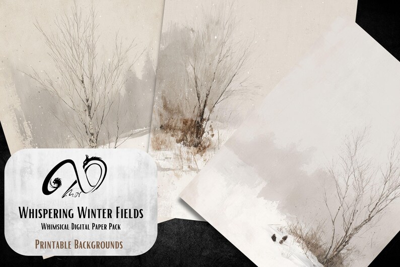 Whispering Winter Fields — Neutral Snowy Landscape Paper Set, Holiday ...