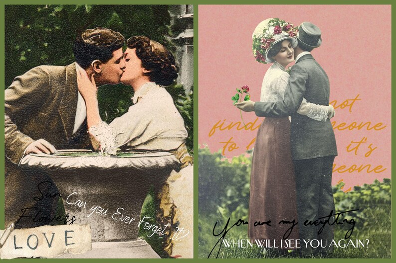 Retro Sweethearts — Vintage Valentine Paper Kit, Distressed Photo ...